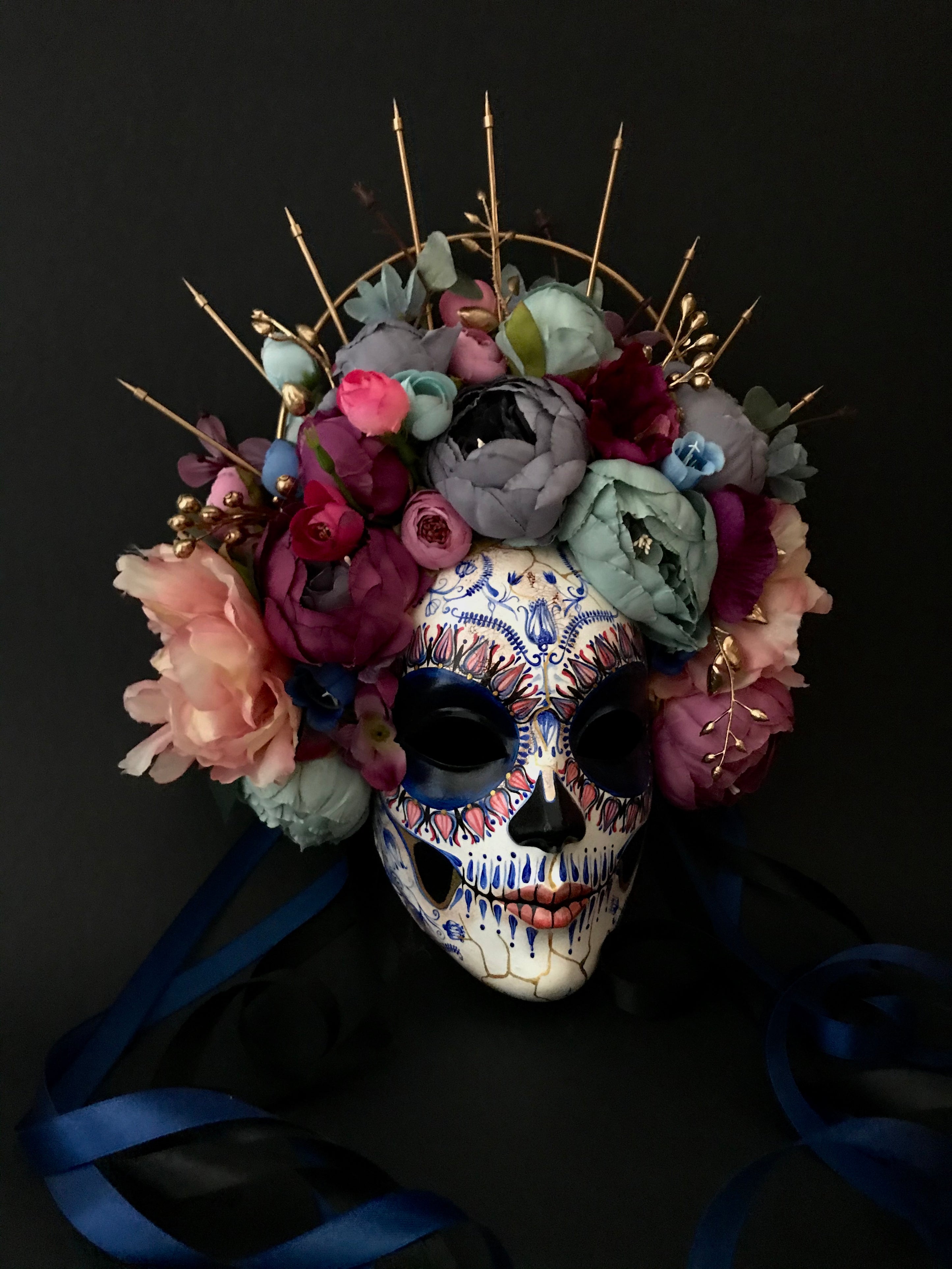 Catrina mask with peonies – RUUA MASKS